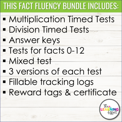 Fact Fluency Multiplication Division Timed Tests BUNDLE • Shop • The ...
