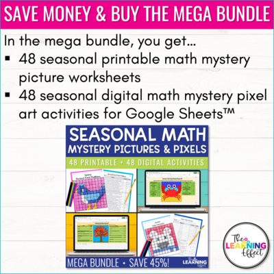 Winter Math Activities Mystery Pixel Art Google Sheets | Shop • The ...