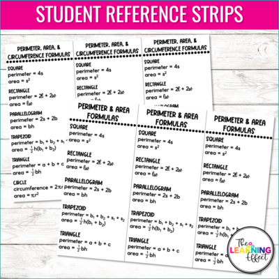 Perimeter Area Circumference Formula Posters • Shop • The Learning Effect