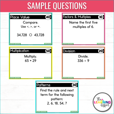4th Grade Math Spiral Review #1 Game Show | End of Year Test Prep Activity