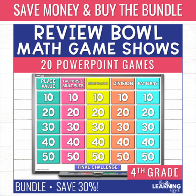4th Grade Math Spiral Review #1 Game Show | End of Year Test Prep Activity