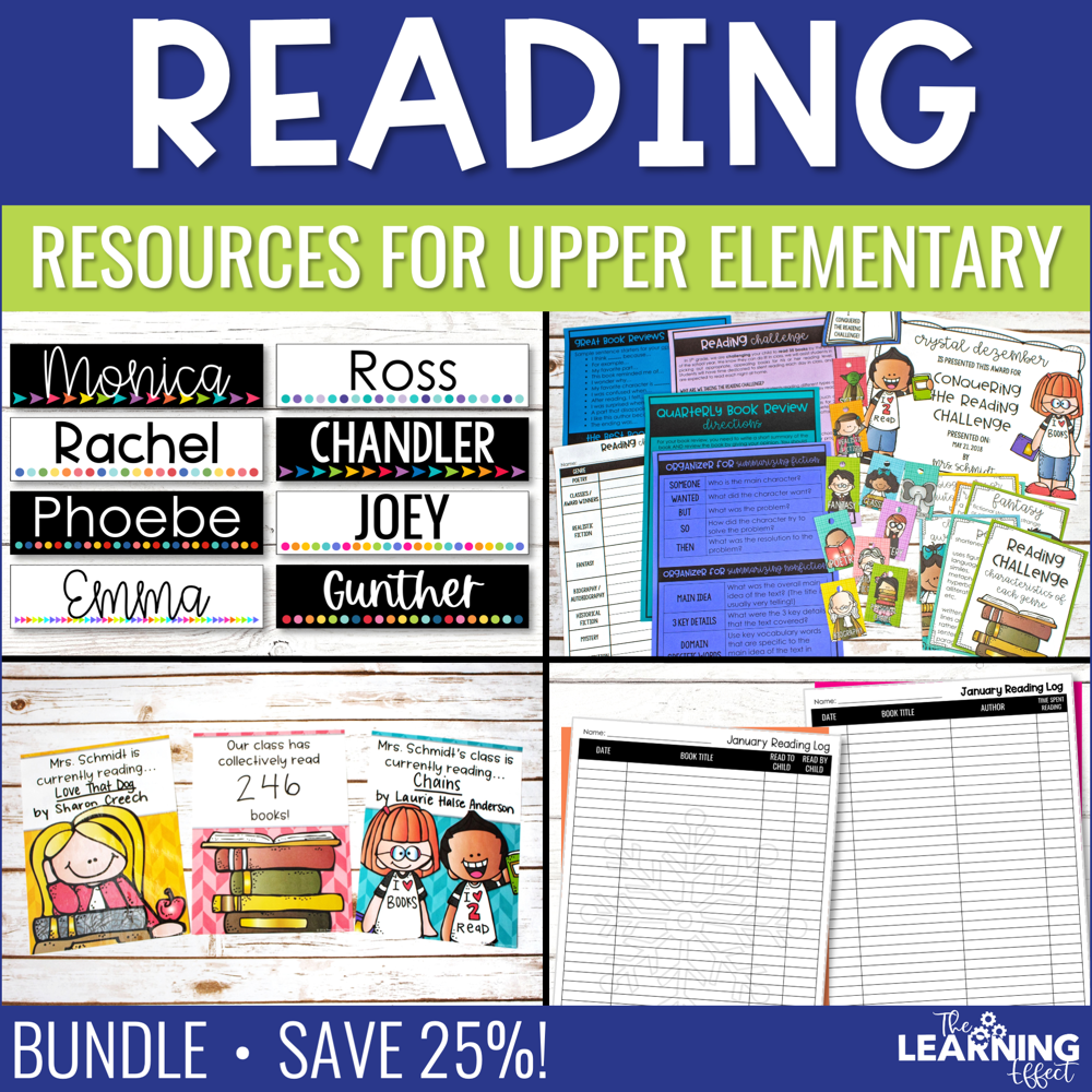 Reading Resources BUNDLE | Bookmarks Posters Reading Challenge Logs