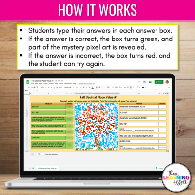 Fall Math Activities Digital Pixel Art | Decimals Multiplication Division