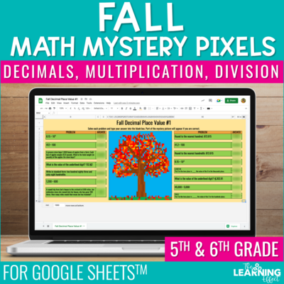 Fall Math Activities Mystery Picture & Pixel Art BUNDLE | Print ...