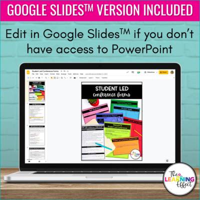 Student Led Parent Teacher Conference Templates | Editable Printable Forms