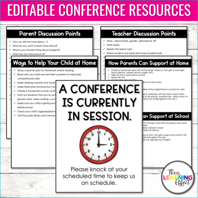 Student Led Parent Teacher Conference Templates | Editable Printable ...