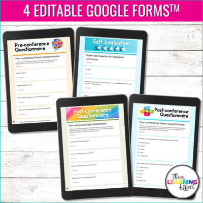 Student Led Parent Teacher Conference Templates | Editable Printable Forms