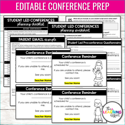 Student Led Parent Teacher Conference Templates | Editable Printable Forms