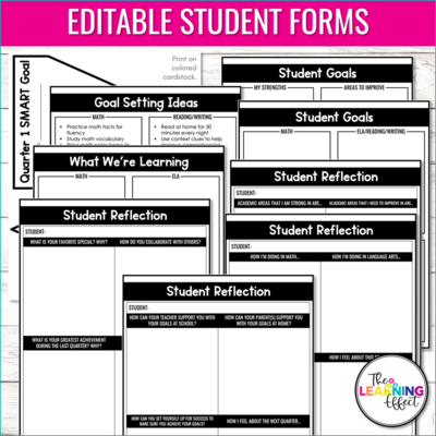 Student Led Parent Teacher Conference Templates | Editable Printable Forms