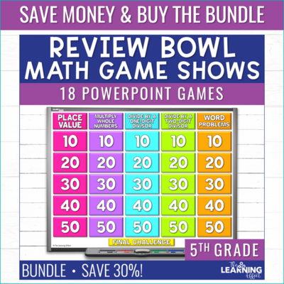 5th Grade Math Spiral Review #3 Game Show | End of Year Test Prep Activity