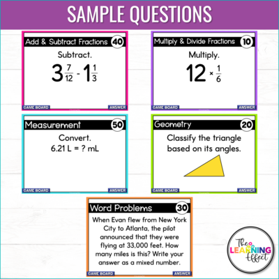 5th Grade Math Spiral Review #3 Game Show | End of Year Test Prep Activity