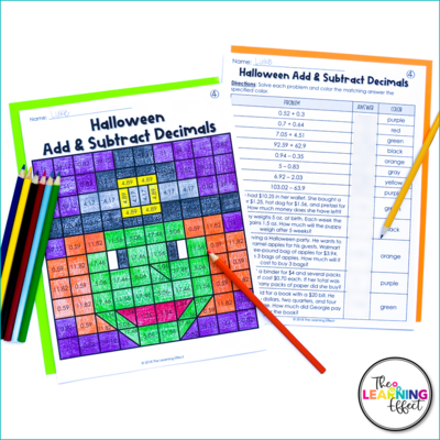 Halloween Math Worksheets Mystery Picture Activities