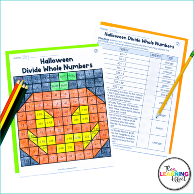 Halloween Math Worksheets Mystery Picture Activities