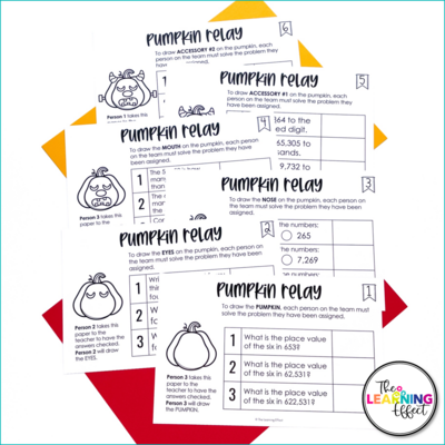 Fall Math Game for 4th Grade | Relay Review Activity | Place Value