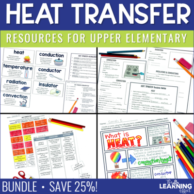 Heat Transfer Science BUNDLE | Lesson Vocabulary Activities Worksheets