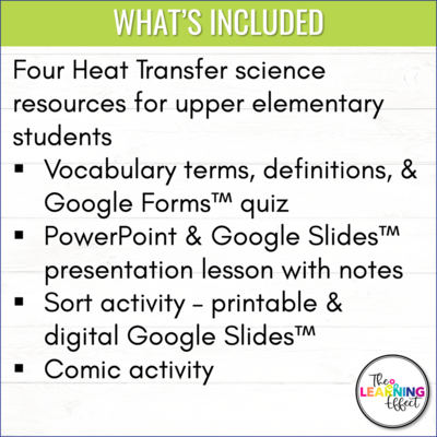 Heat Transfer Science BUNDLE | Lesson Vocabulary Activities Worksheets