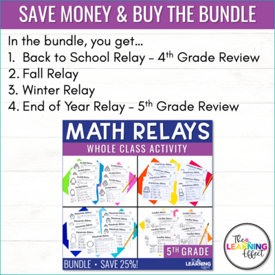 Fall Math Game for 5th Grade | Relay Review Activity | Decimals ...