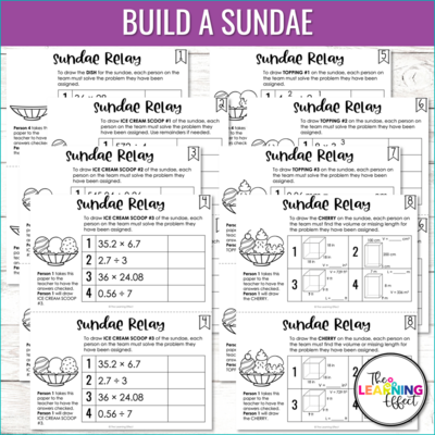 End of the Year Math Game for 5th Grade | Relay Review Test Prep Activity