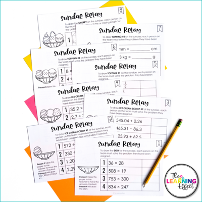 End of the Year Math Game for 5th Grade | Relay Review Test Prep Activity