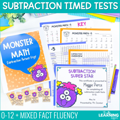 Subtraction Timed Tests | Math Facts Fluency Worksheets