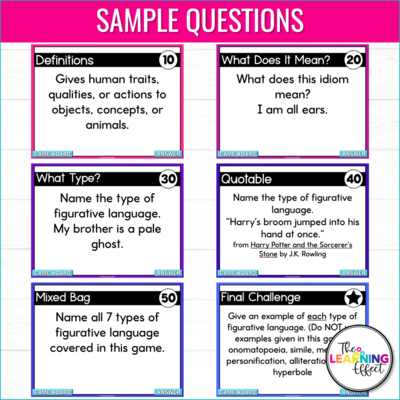 Figurative Language Game Show | ELA Review Test Prep Activity