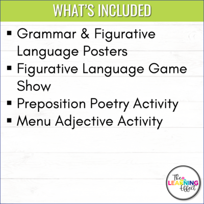 Grammar and Figurative Language Resources BUNDLE | Posters Game Activities