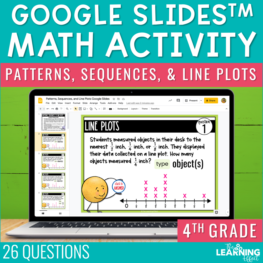 Patterns, Sequences, and Line Plots Google Slides Activity