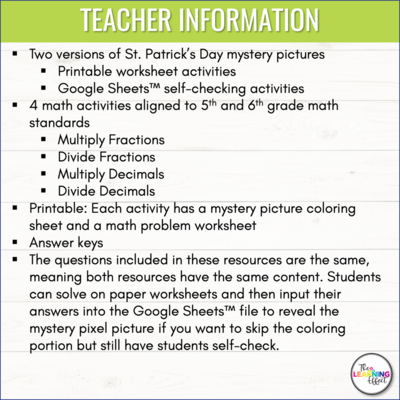 St. Patrick's Day Math Mystery Pictures & Pixels BUNDLE