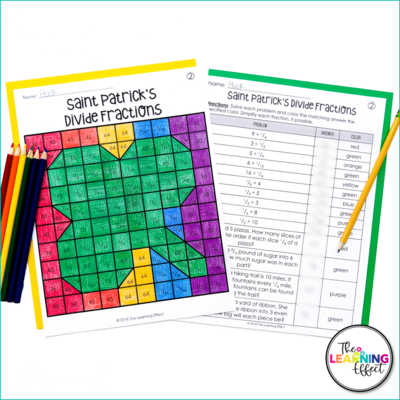 St. Patrick's Day Math Worksheets Mystery Picture Activities