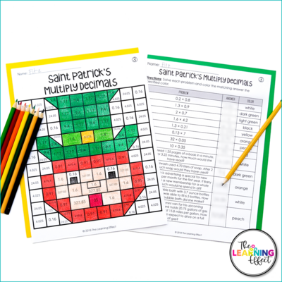 St. Patrick's Day Math Worksheets Mystery Picture Activities