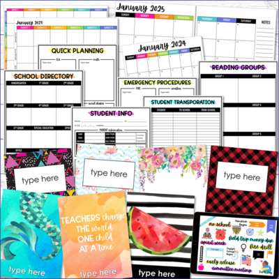 Editable Teacher Planner Binder Printable and Digital
