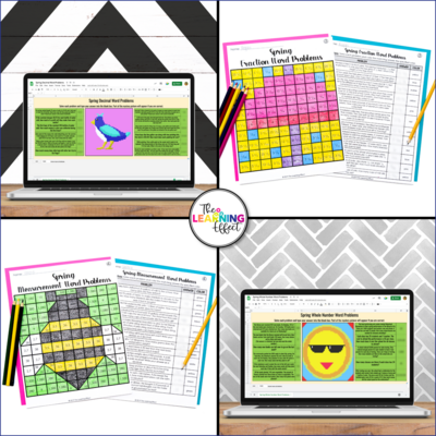 Spring Math Mystery Pictures and Pixel Art BUNDLE