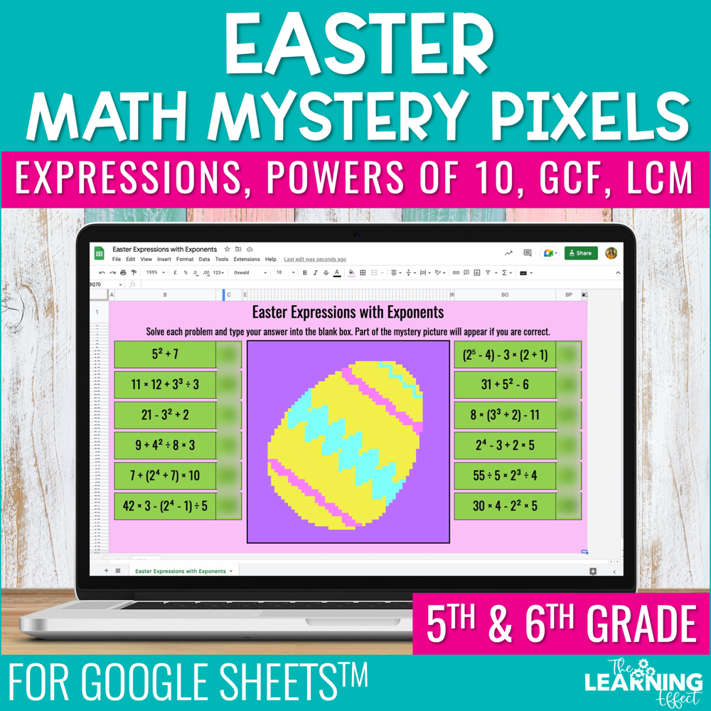 Easter Math Mystery Pixel Art Google Sheets Digital