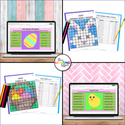 Easter Math Mystery Pictures and Pixel Art BUNDLE