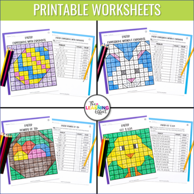 Easter Math Mystery Pictures and Pixel Art BUNDLE