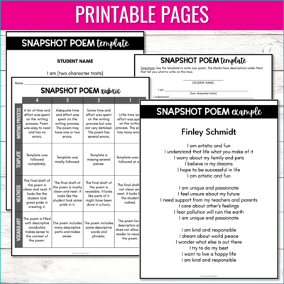 Student Snapshot Poem | All About Me Activity | End of the Year Back to ...