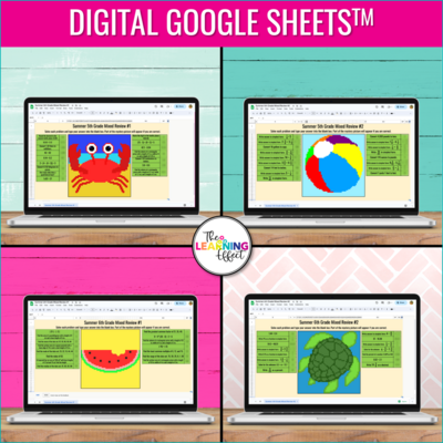Summer Math Mystery Pixel Art Google Sheets Digital
