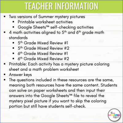 Summer Math Mystery Pictures and Pixel Art BUNDLE