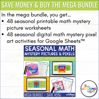 Summer Math Mystery Pictures and Pixel Art BUNDLE