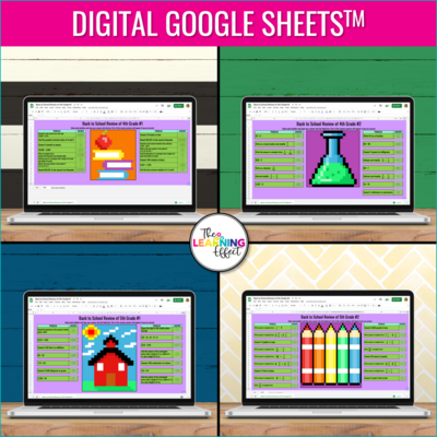Back to School Math Review Activities Digital Pixel Art | 5th & 6th Grade