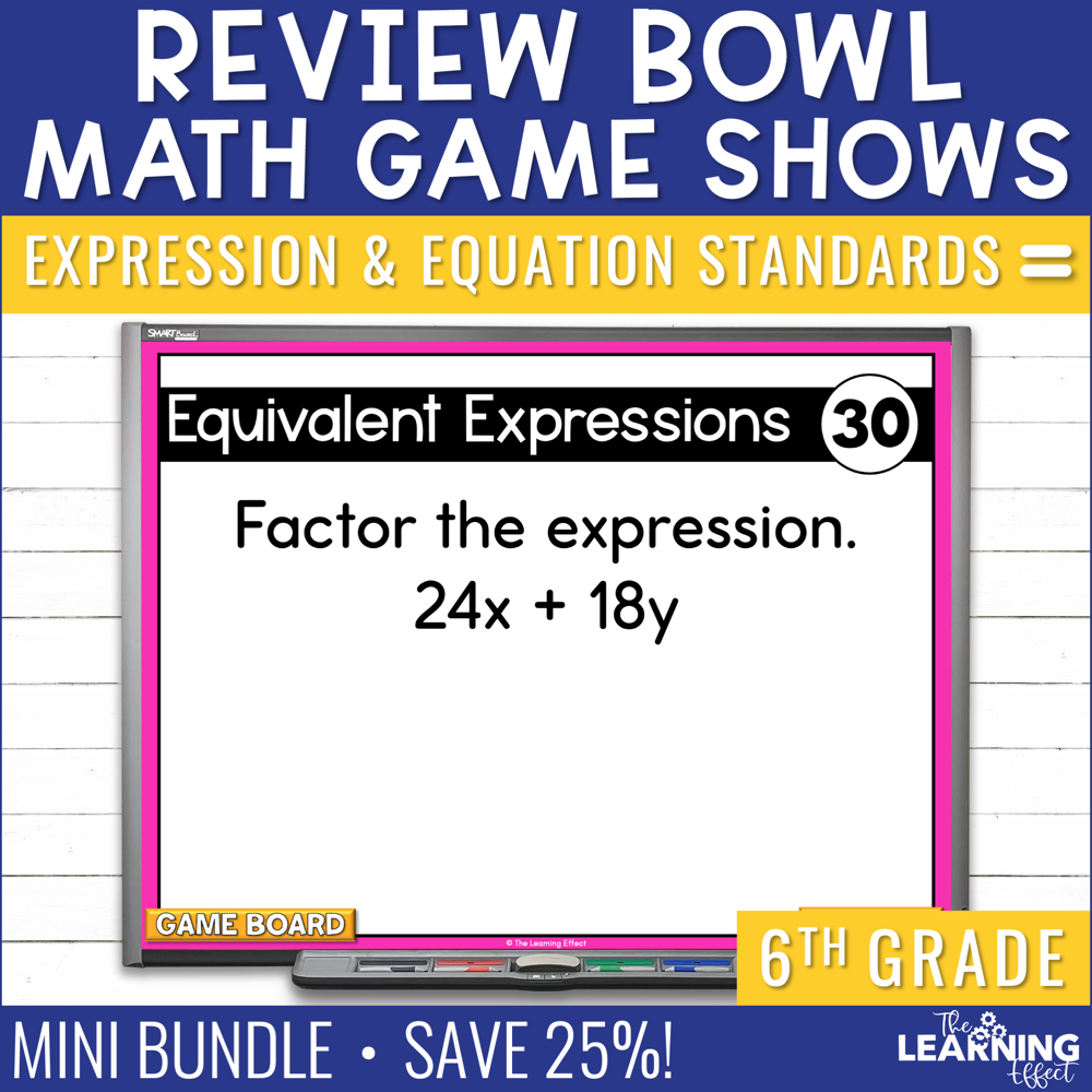 6th Grade Math Expression and Equation Game Shows