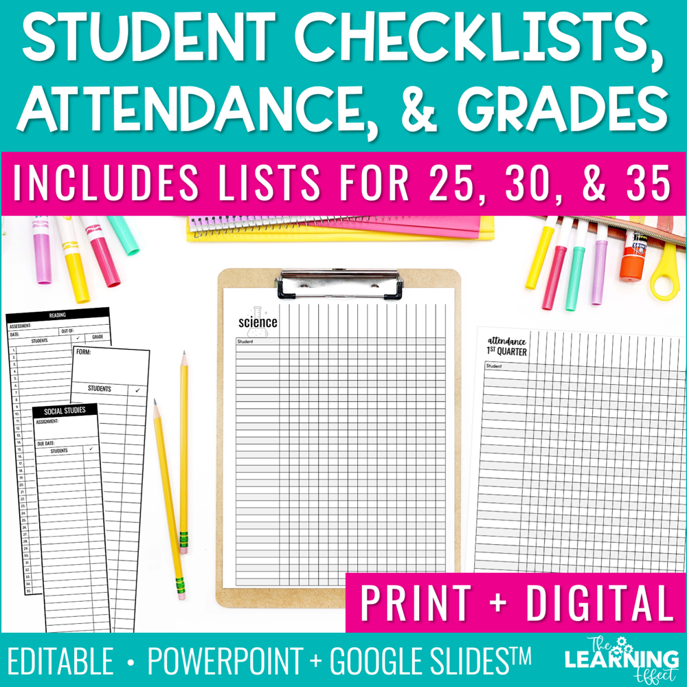 Student Checklists, Attendance, and Gradebook