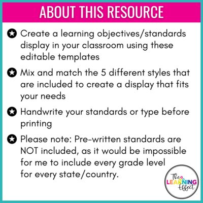 Learning Objective Display Labels