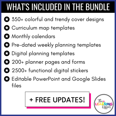 Editable Teacher Planner Binder Printable & Digital | Black & White