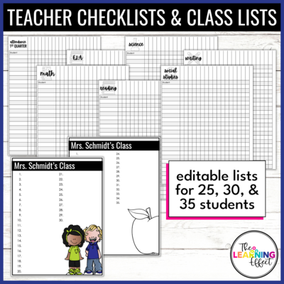 Editable Teacher Planner Binder Printable & Digital | Black & White