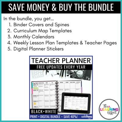 Editable Curriculum Map Template and Pacing Guide Black & White