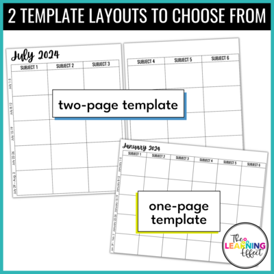 Editable Curriculum Map Template and Pacing Guide Black & White