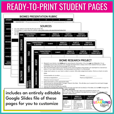 Biome Ecosystem Research for Google Slides Project