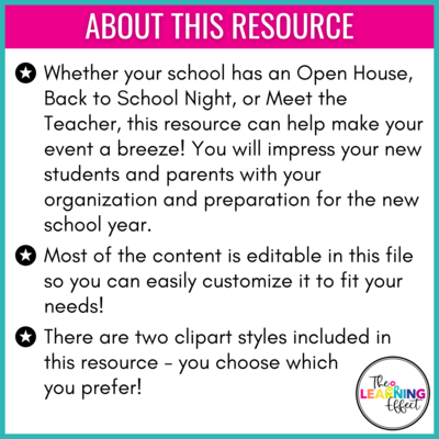 Meet the Teacher Open House Stations and Printables