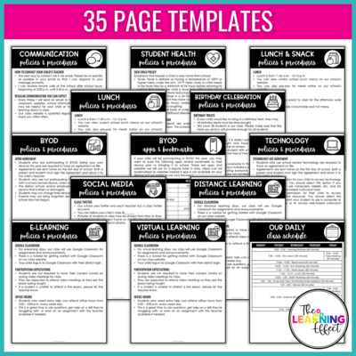 Editable Classroom Parent Handbook Templates | Back to School Rules ...